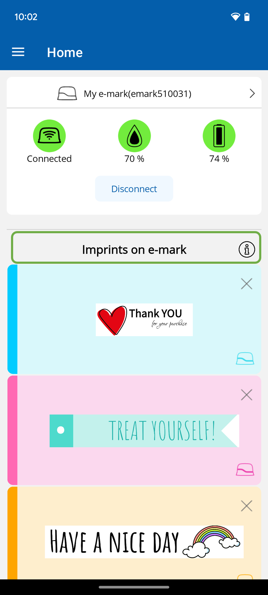 How can I store additional imprints on the e-mark (create) to print ...